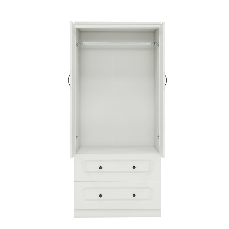 Red Barrel Studio® Freestanding Wardrobe Armoire with Mirror & Acrylic, Modern White Wardrobe ...